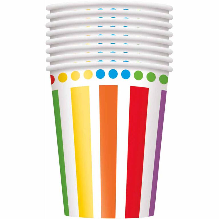 Rainbow Birthday 9oz Paper Cups 8 pieces | Toys R Us Canada