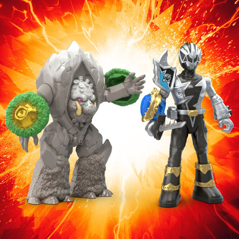 Power Rangers Dino Fury Battle Attackers 2-Pack Black Ranger vs ...