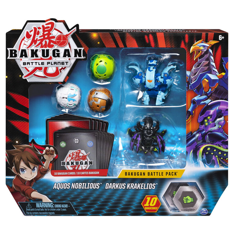 Bakugan, Battle Pack 5-Pack, Aquos Nobilious and Darkus Krakelios, Collectible Cards and Figures ...