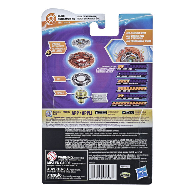 Beyblade Burst Surge Speedstorm Glide Roktavor R6 Spinning Top Starter ...
