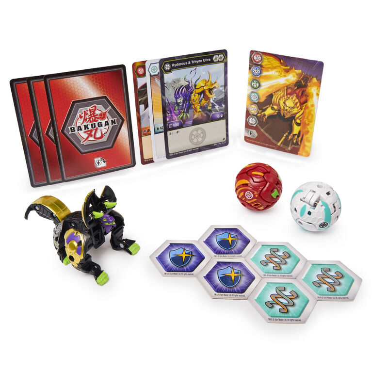 Bakugan Starter Pack 3-Pack, Fused Hydorous x Thryno Ultra, Armored Alliance Collectible Action ...