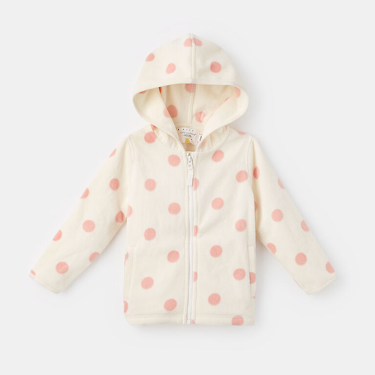 microfleece zip up jacket , size 5-6y - White