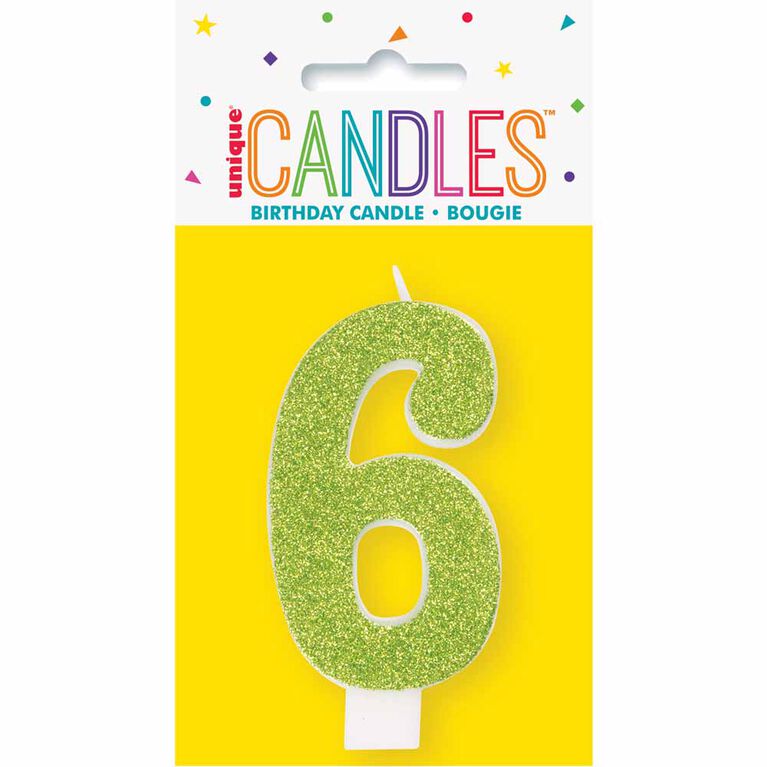 Glitter Number 6 Bday Candle Asst Colors | Toys R Us Canada