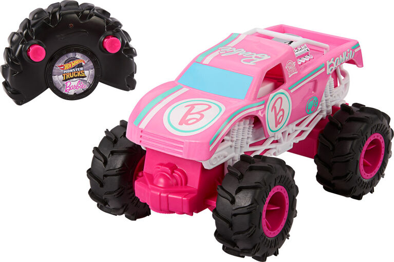 Hot Wheels RC Cars, Remote-Control Barbie Monster Truck in 1:24 Scale ...