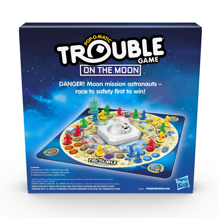 Trouble: On the Moon Edition Board Game; Astronaut Space-Themed Game ...
