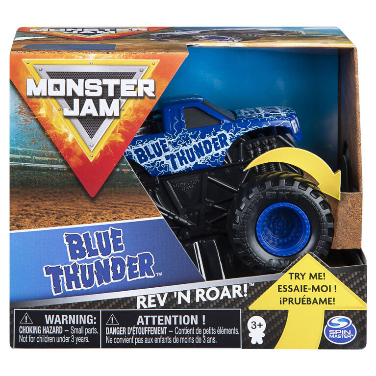 Monster Jam, Official Blue Thunder Rev 'N Roar Monster Truck, 1:43 ...