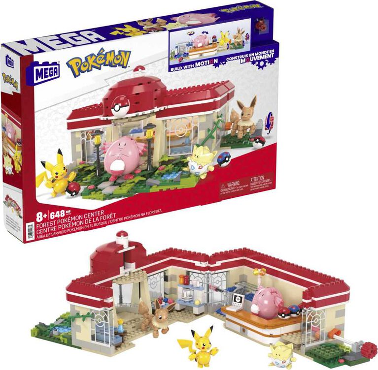 MEGA Pokémon Building Toy Kit, Forest Pokémon Center (648 Pieces) with 4 Action Figures | Toys R ...