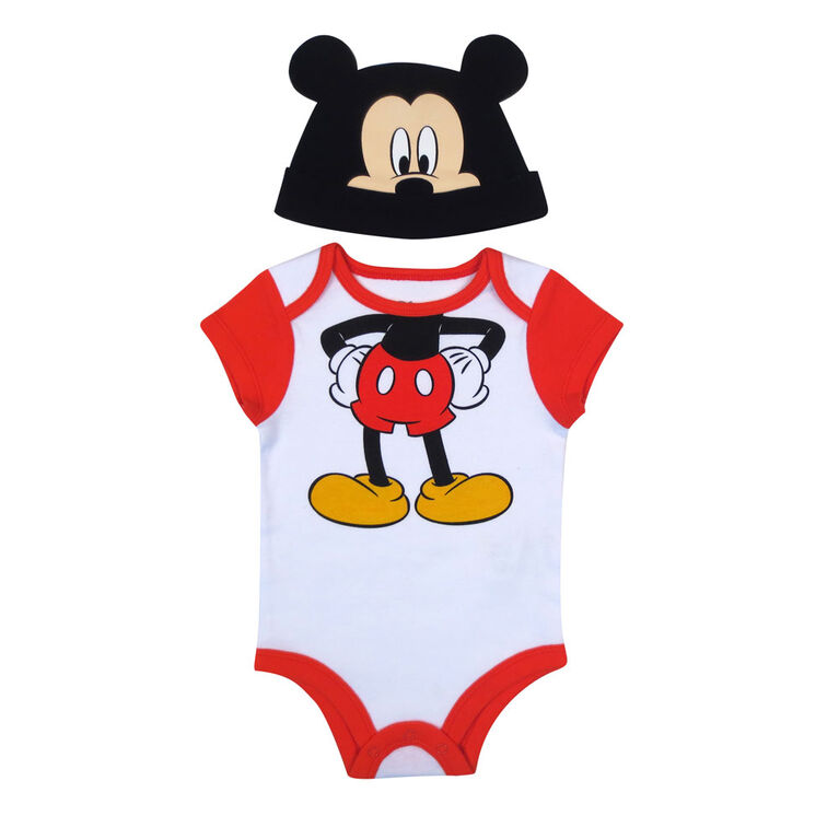 Disney Mickey Mouse Bodysuit with Hat - Red, 9 Months | Babies R Us Canada
