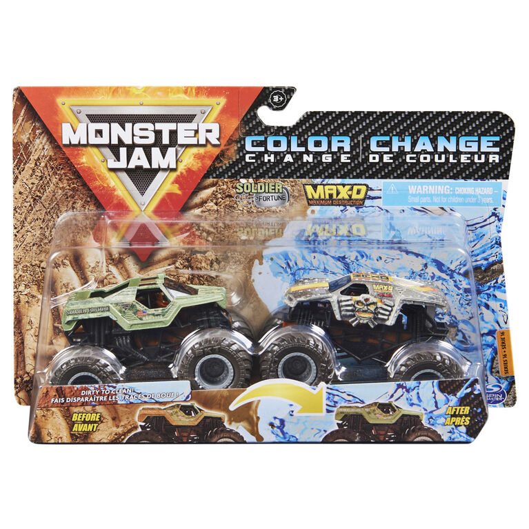 Monster Jam, Official Soldier Fortune vs. Max D Color-Changing Die-Cast ...