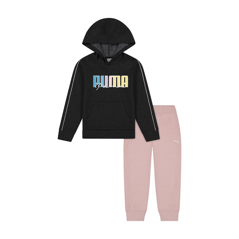 PUMA - Infant/Toddler Pullover Hoodie & Jogger Set Black/Mauve | Babies ...
