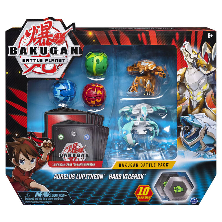 Bakugan, Battle Pack 5-Pack, Aurelus Lupitheon and Haos Vicerox | Toys ...