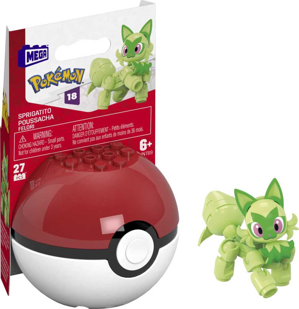 MEGA Pokemon Sprigatito Building Toy Kit, Poseable Action Figure with ...