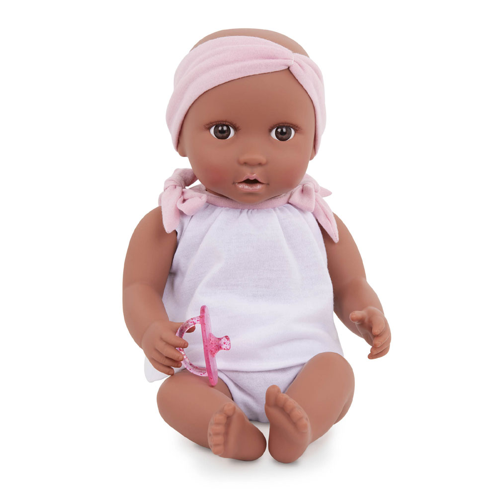 Babi Baby Doll (Deep) - Brown Eyes and Pink Headband 14-inch Baby Doll ...