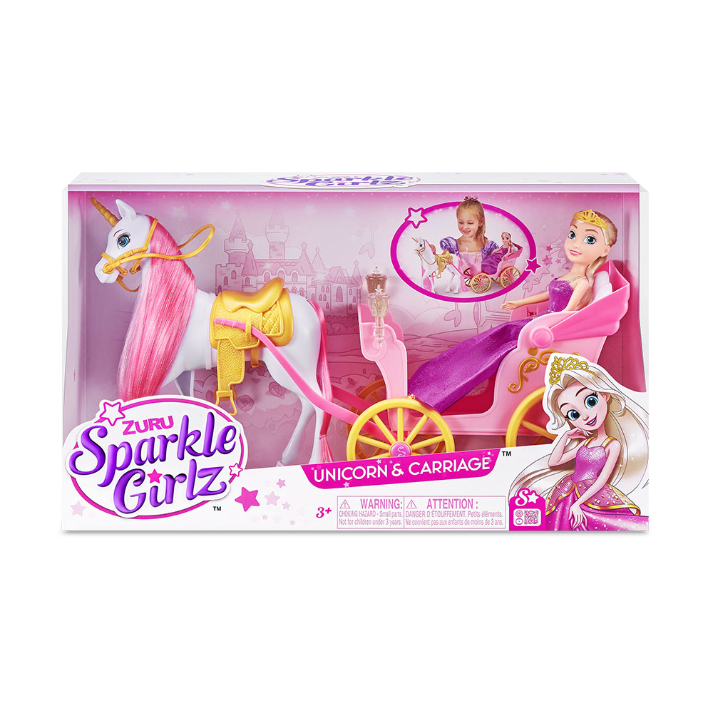 Sparkle Girlz Unicorn and Princess Doll with Carriage Set by ZURU ...
