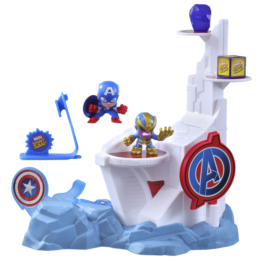 Marvel Stunt Squad Tower Smash Playset with Captain America and Thanos ...