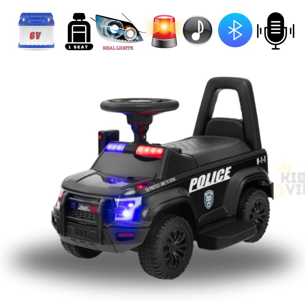 KIDSVIP 3-IN-1 Toddlers' Police Edition 6V Electric Ride-On and Push ...