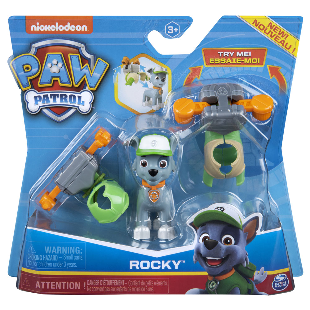 PAW Patrol, Figurine Rocky Action Pack avec 2 uniformes ...