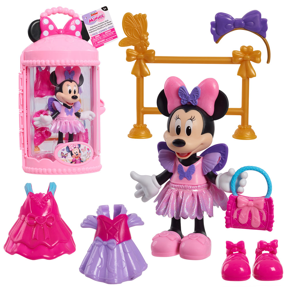 Disney Junior Minnie Mouse Fabulous Fashion Ballerina Doll, 13-piece ...