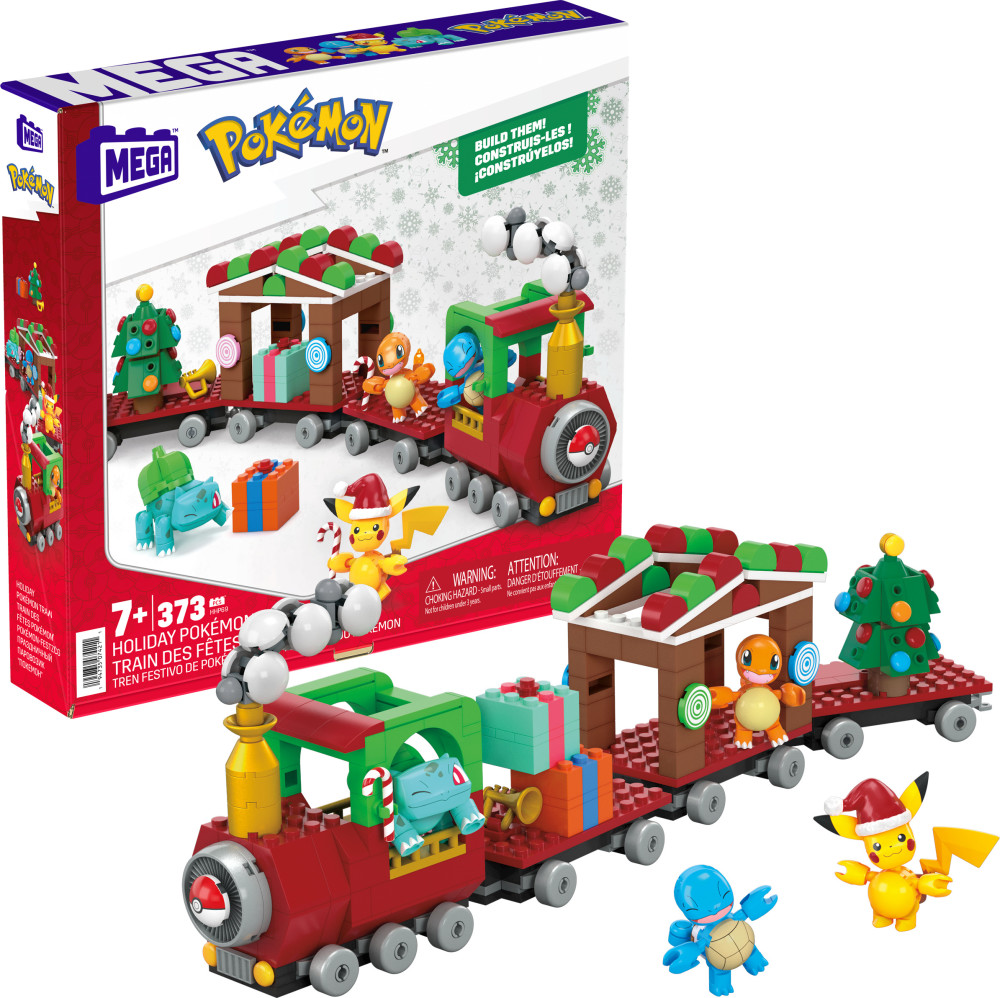MEGA Pokémon Holiday Train building set with 373 pieces and festive ...