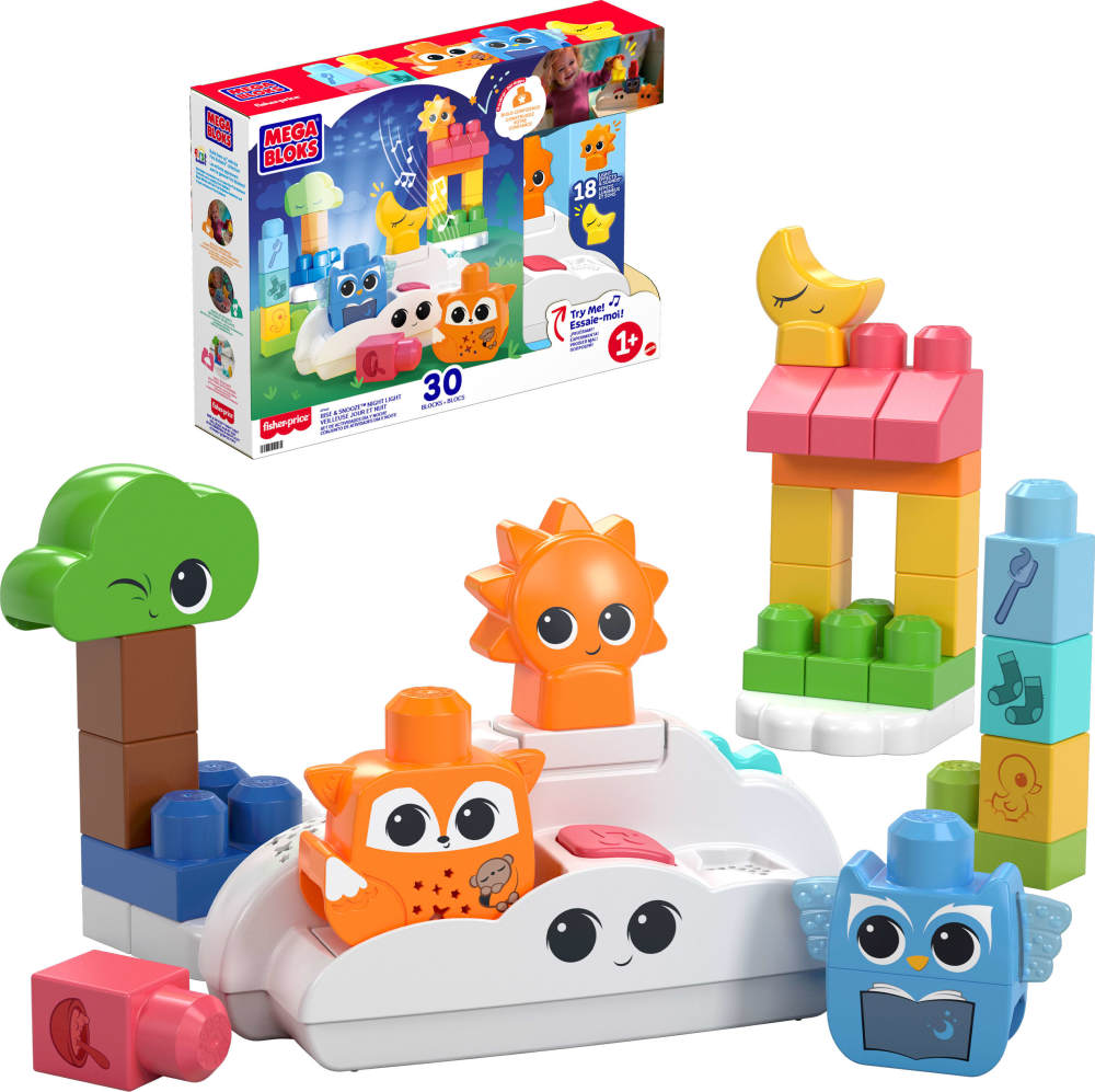MEGA Fisher- Price Rise & Snooze Night Light Sensory Block Toy (30 ...