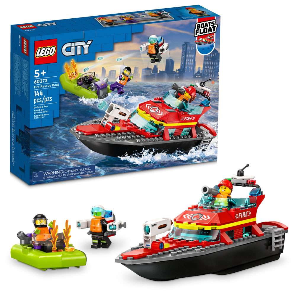 LEGO City Fire Rescue Boat 60373 Building Toy Set (144 Pieces) | Toys R ...