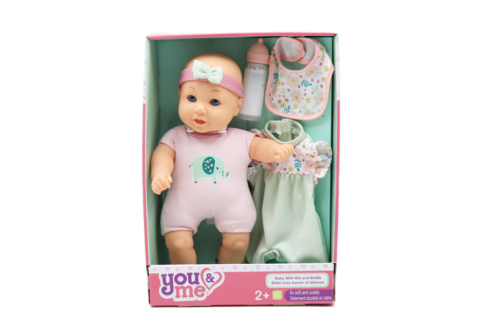 You & Me - 12" Baby With Bib And Bottle (2 Assorted) | Toys R Us Canada