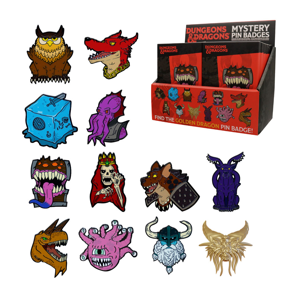Dungeons & Dragons 50th Anniversary Mystery Pin Badge CDU Containing 12 ...