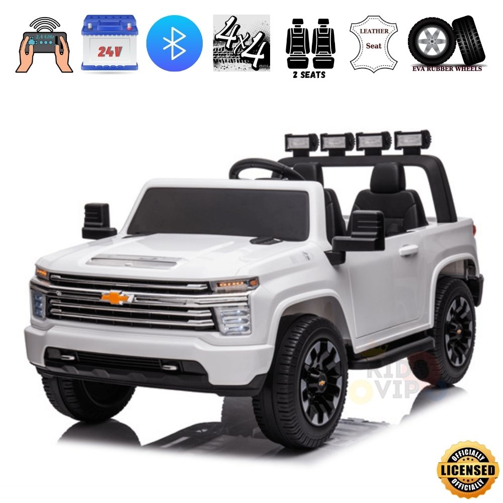 KidsVip 24V Chevrolet Silverado Ride on Truck W/RC- White - English ...