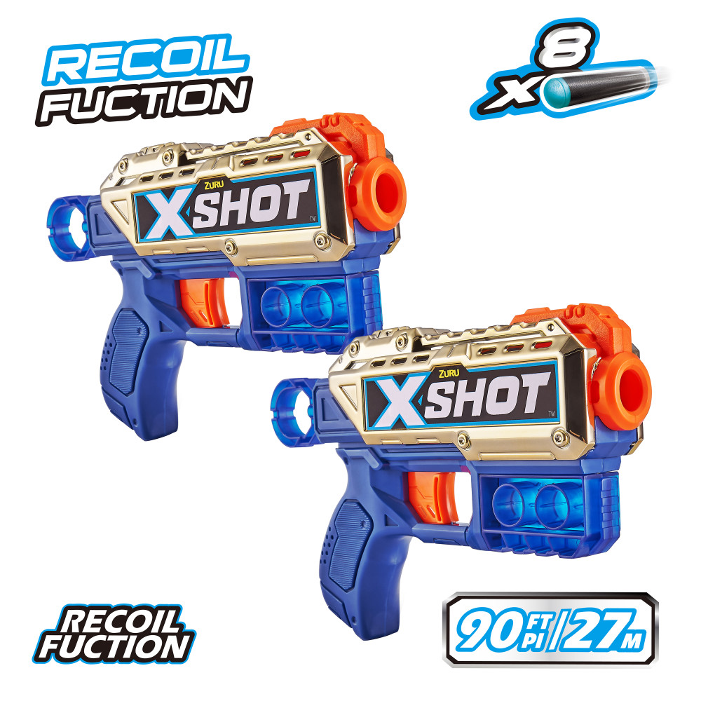 X-Shot Excel Double Kickback Royale Edition Foam Dart Blaster Combo ...