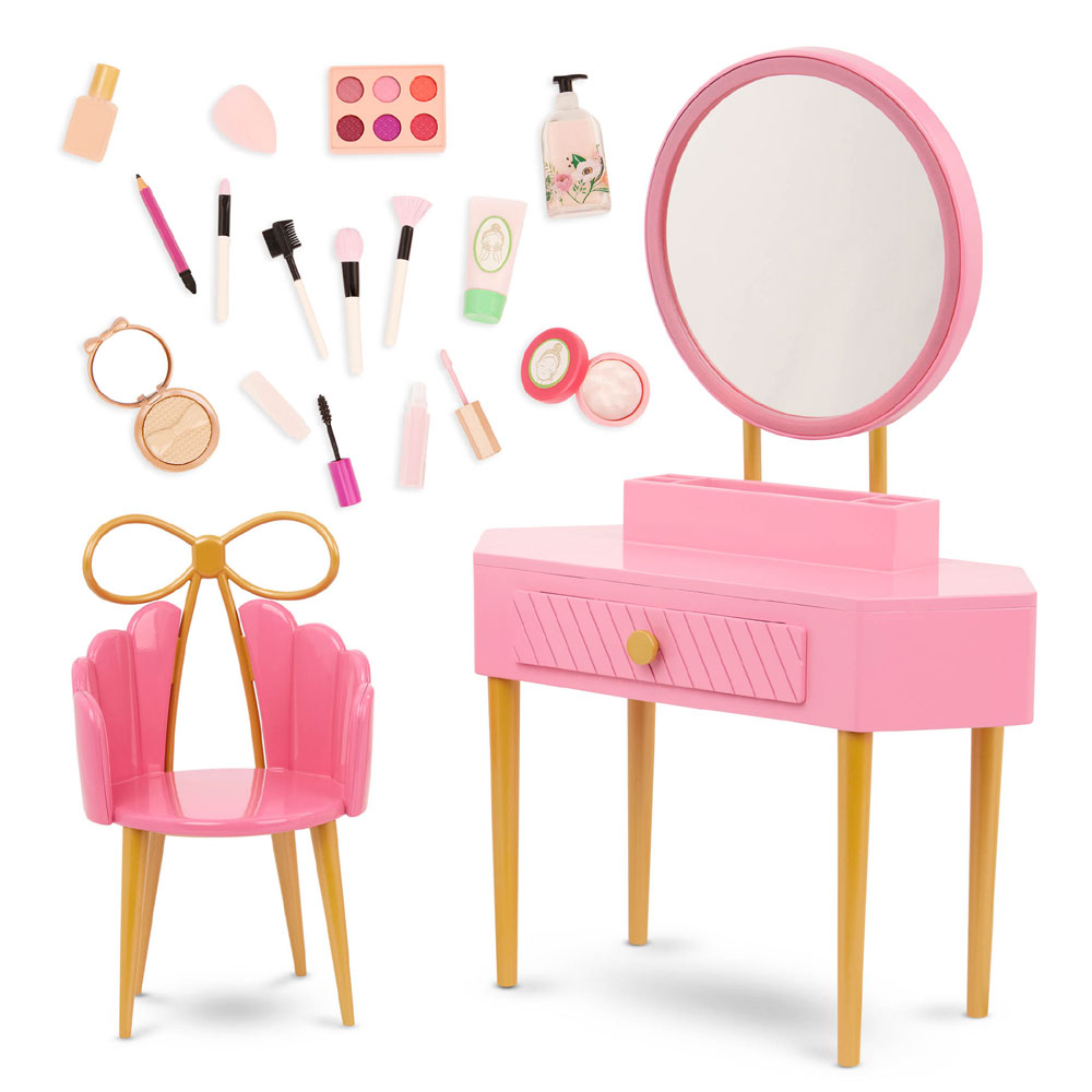 Our Generation Fabulous Fun Vanity Set Pink Vanity Table & Accessories ...