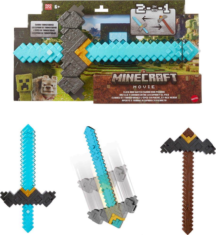 Minecraft Click and Switch Sword and Pickaxe Role-Play 2-in-1 Toy ...