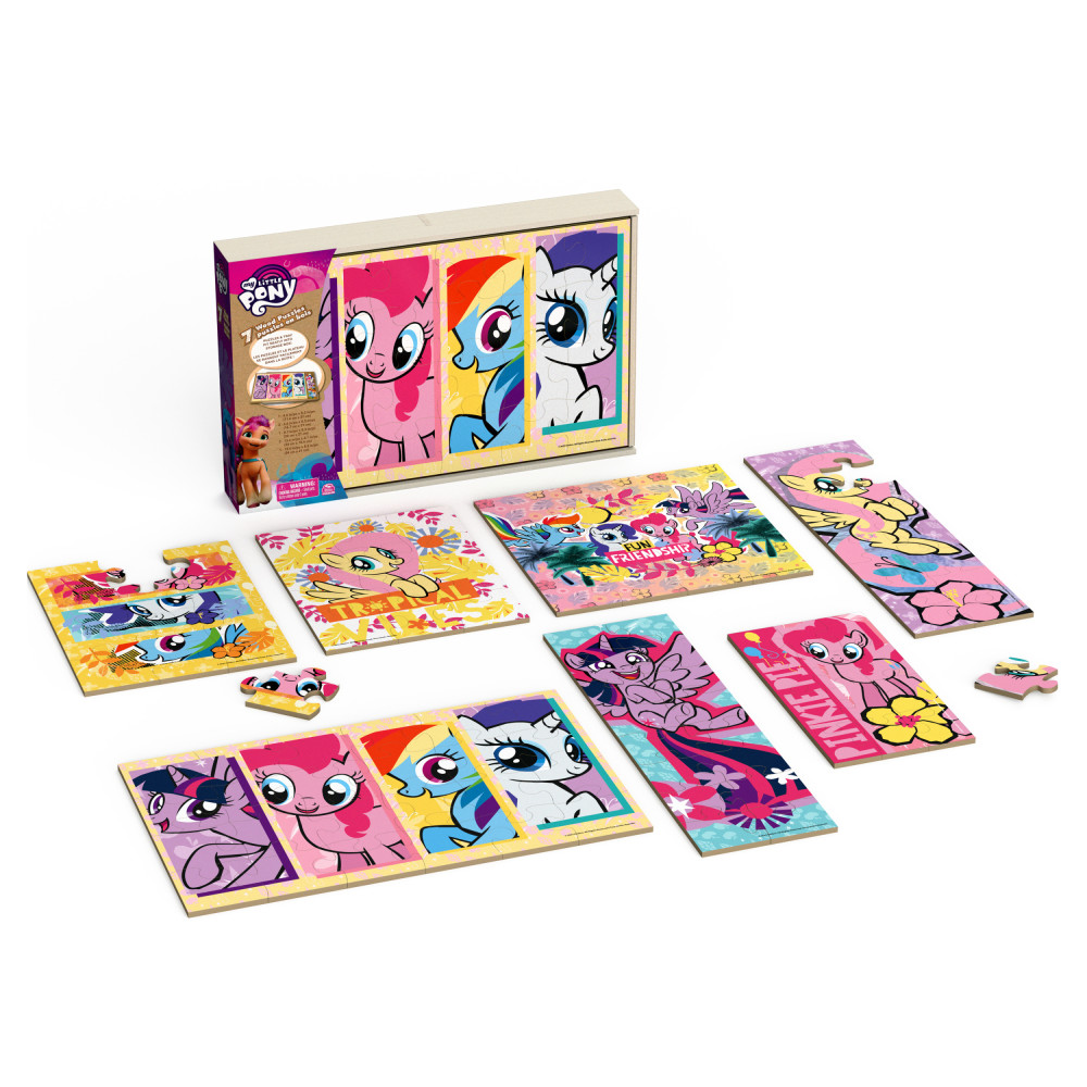 My Little Pony, 7 Wood Puzzle Pack Jigsaw Activity Bundle 12-Piece 16 ...