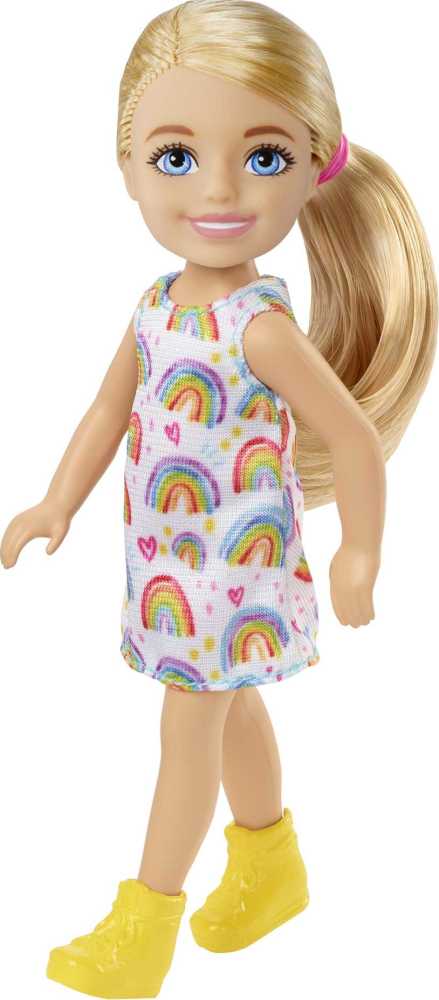 Barbie - Chelsea Doll Wearing Rainbow-Print Dress and Yellow Shoes ...