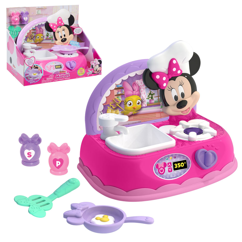 Disney Junior Minnie Mouse Super Sizzlin' Kitchen with Realistic Sounds ...