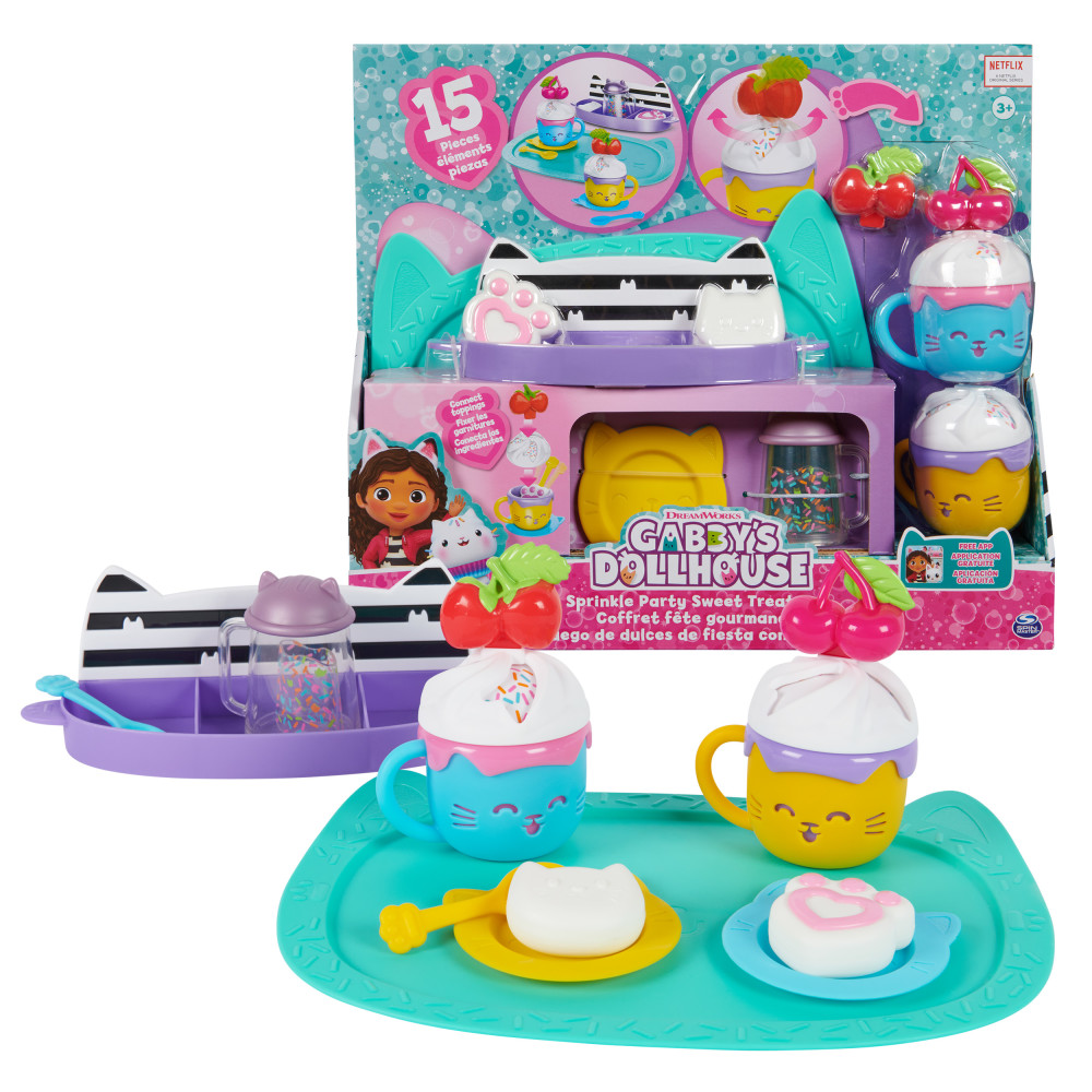 Gabby's Dollhouse, Sprinkle Party Sweet Treat Set, Pretend Play Kitchen ...