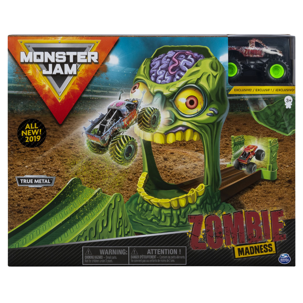 Monster Jam, Official Zombie Madness Playset Featuring Exclusive 1:64 ...