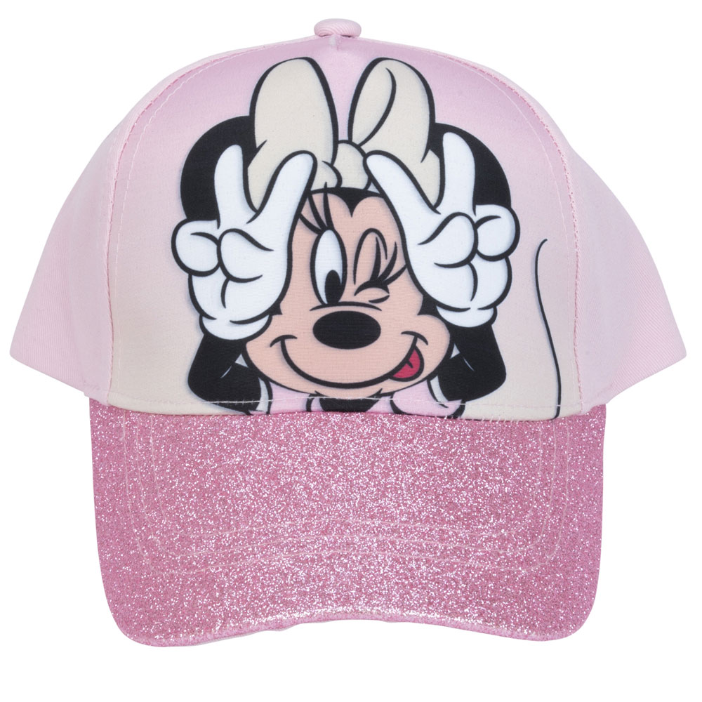 Disney Minnie Mouse Peace Sign With Glitter Brim Kids Baseball Cap Pink ...