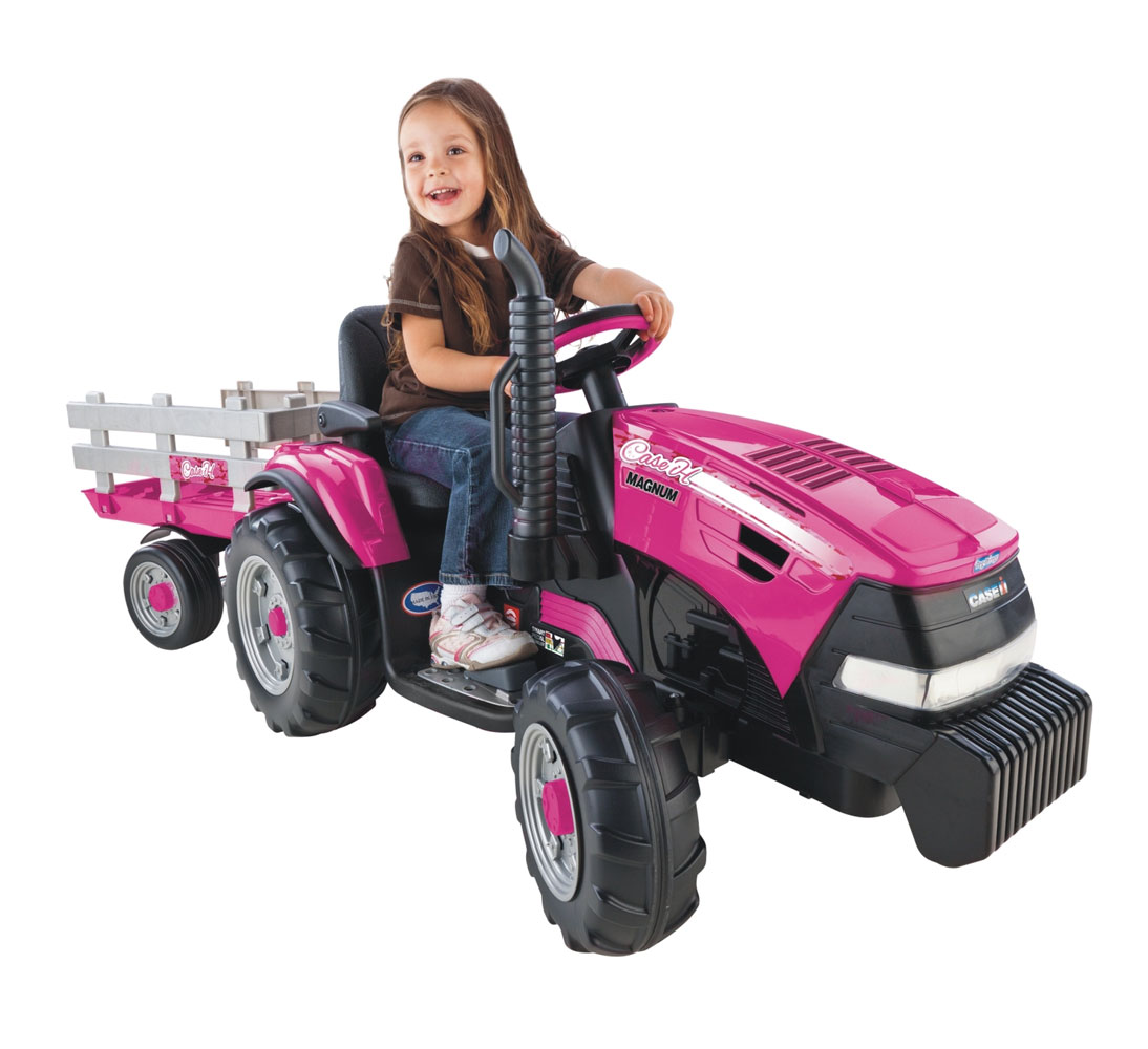 Peg Perego - Case IH Magnum Tractor with Trailer - Pink | Toys R Us Canada