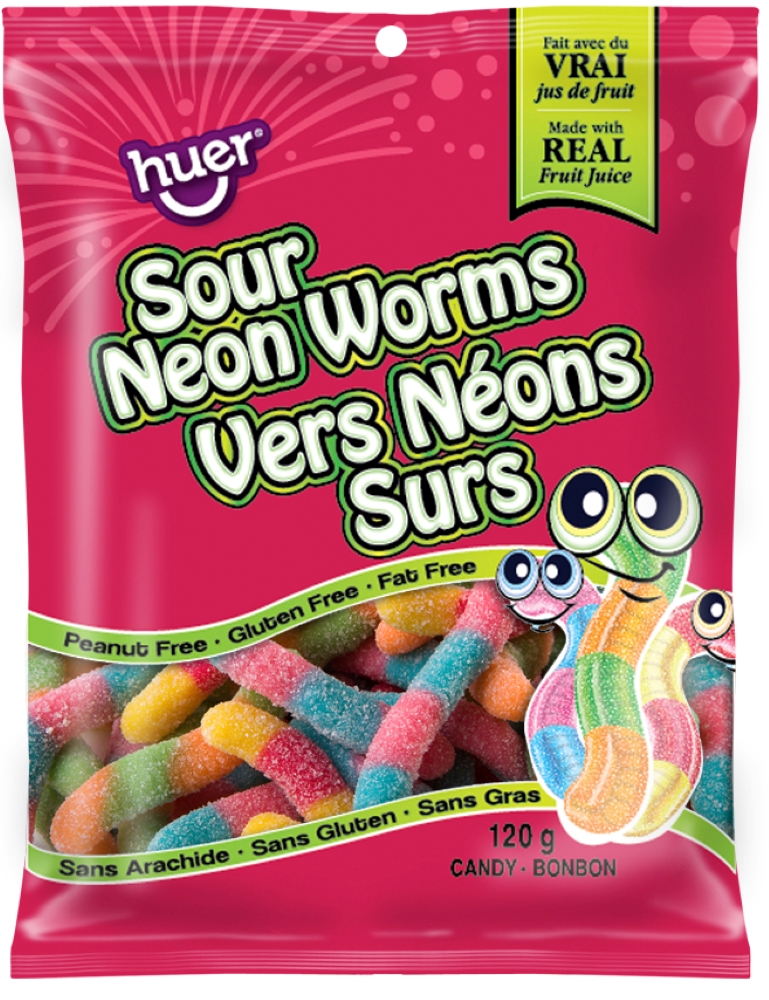 Huer Sour Neon Worms 120g | Toys R Us Canada