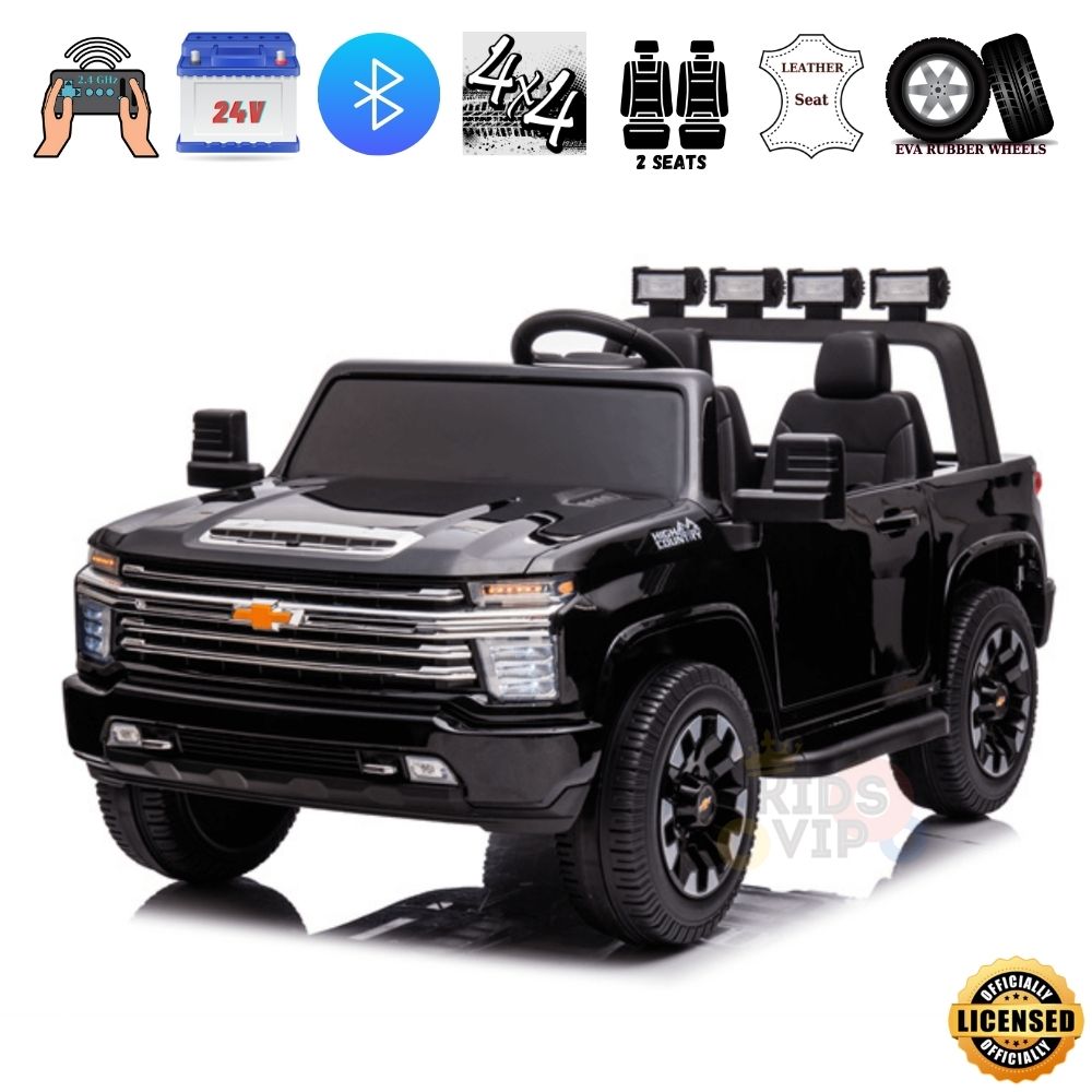 KidsVip 24V Chevrolet Silverado Ride on Truck W/RC- Black - English ...