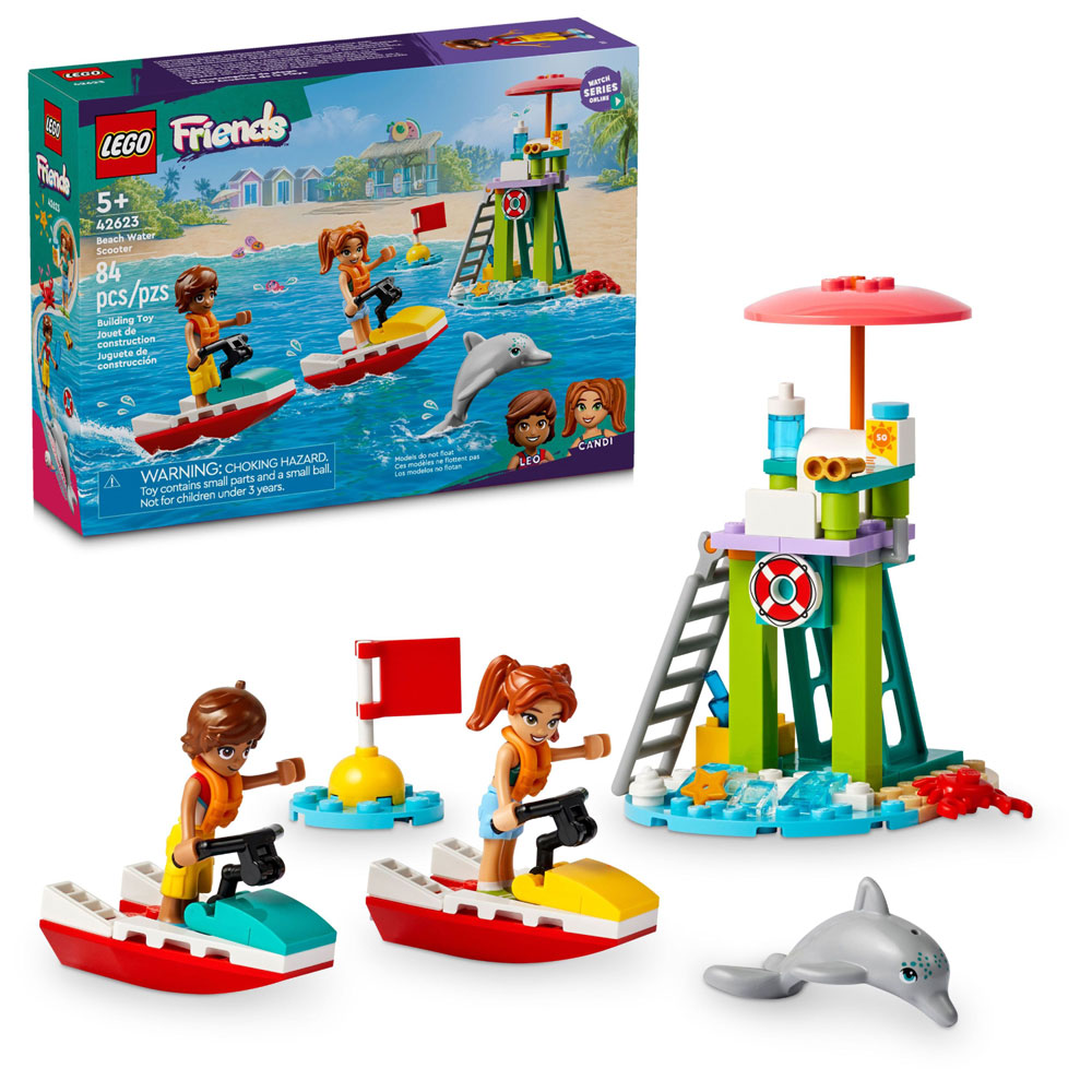 LEGO Friends Beach Water Scooter Lifeguard Toy Set for Kids, Learning ...