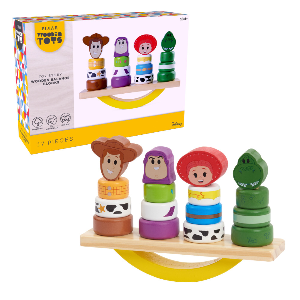 Disney Wooden Toys Toy Story Balance Blocks, 17-Piece Set Features ...