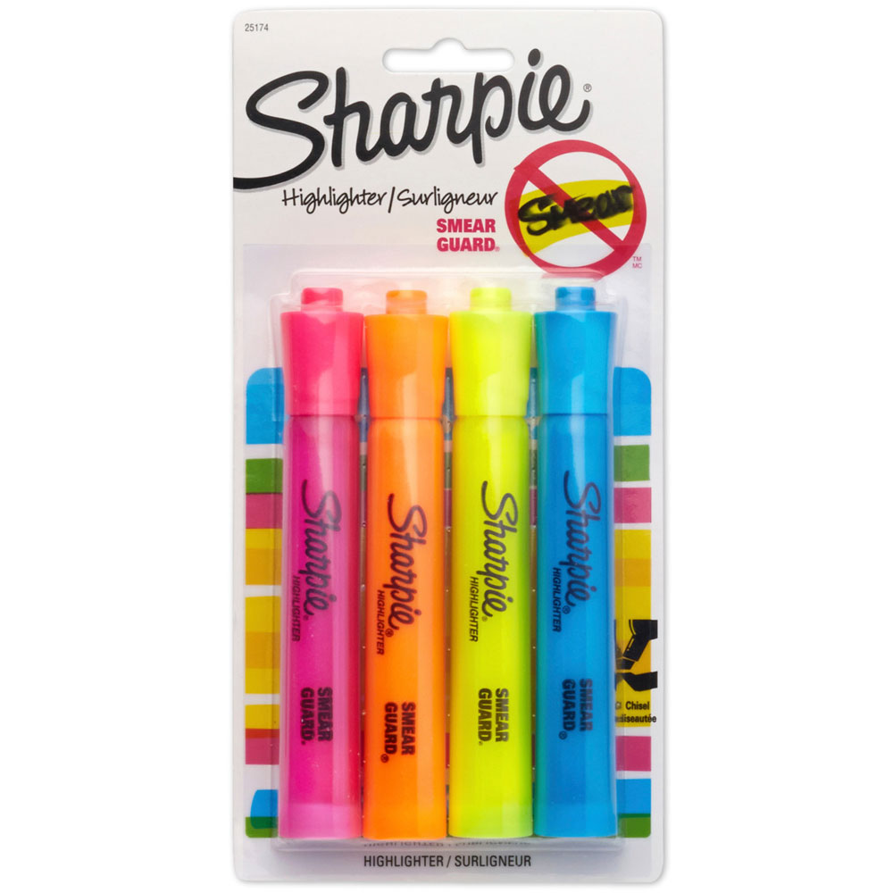 Sharpie Tank Highlighters, Chisel Tip, Assorted Colours, 4 Count | Toys ...