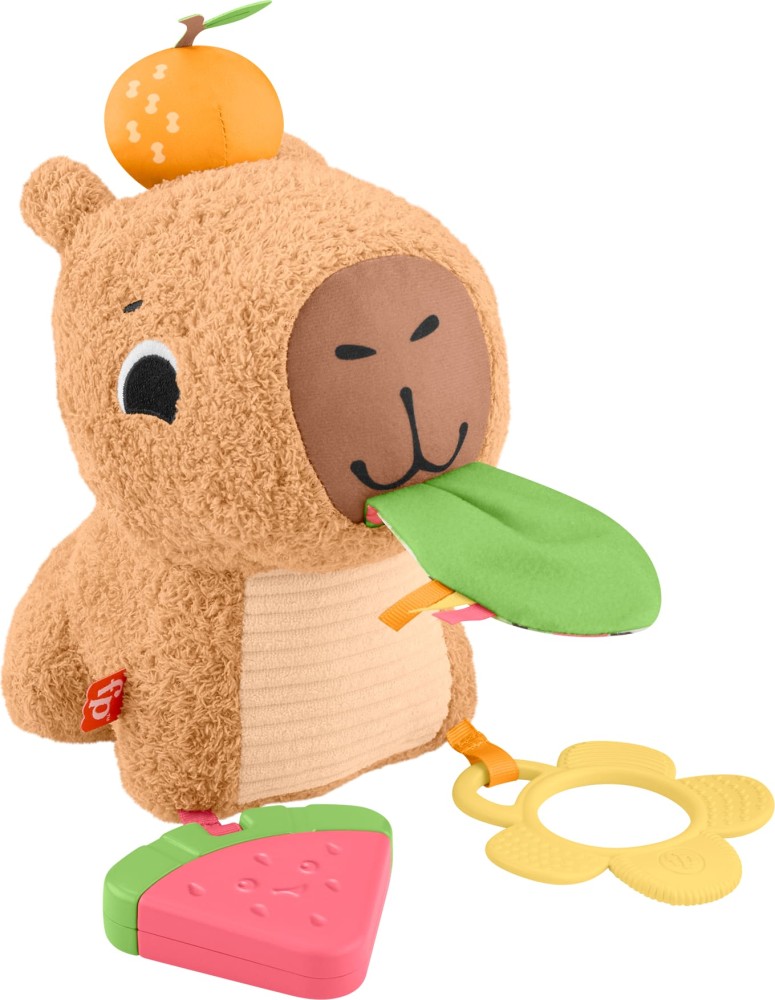 Fisher-Price Snuggly Snacky Capybara Plush Baby Sensory Toy with ...