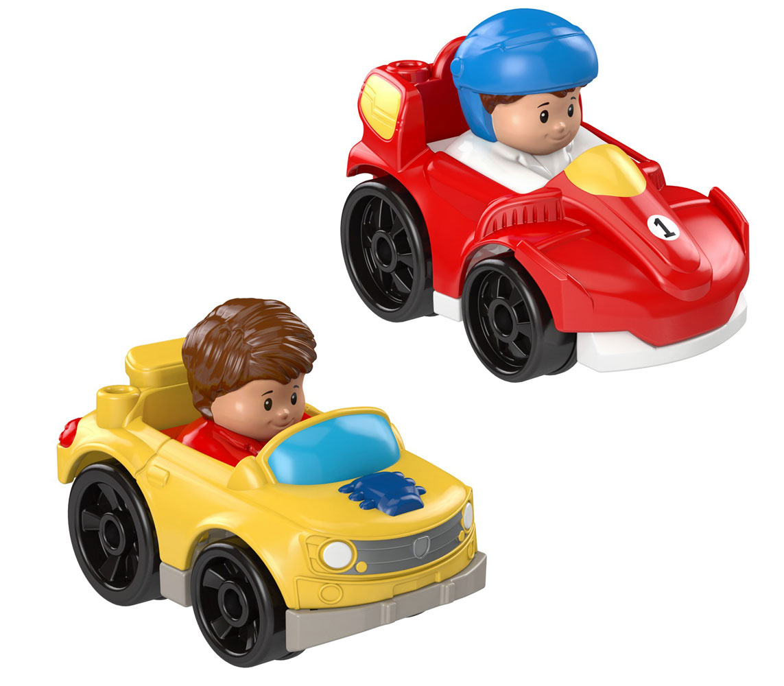 Fisher-Price Little People Wheelies 2-Pack, Race Car & Muscle Car ...