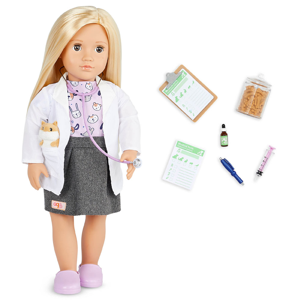 Our Generation Noemie 18-inch Vet Doll with Plush Hamster Assistant ...