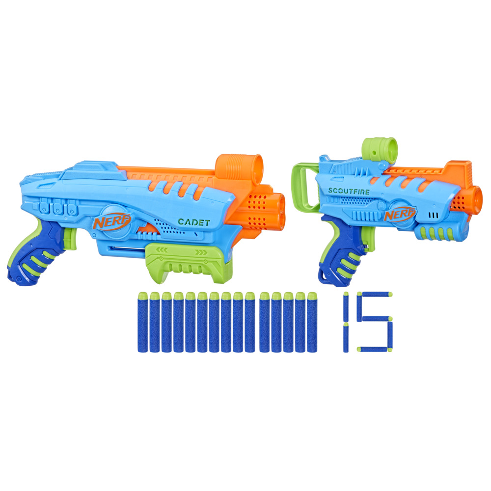 Nerf Elite Junior Ultimate Starter Set, 2 Easy Play Blasters, 15 Nerf ...