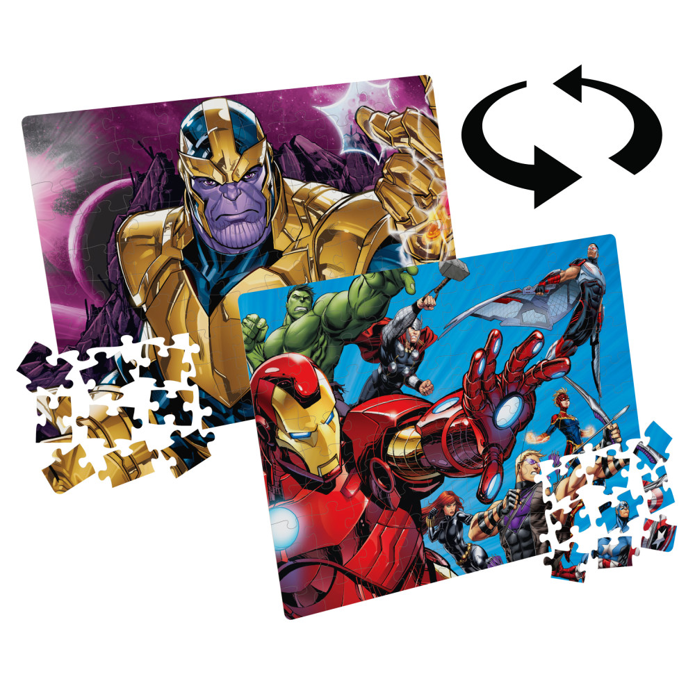 Marvel Avengers, 100-Piece Reversible Jigsaw Puzzle Double-Sided Hulk ...