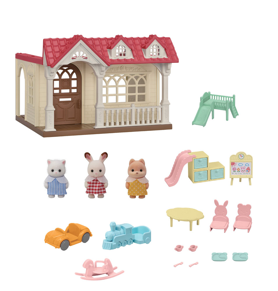 Calico Critters Sweet Raspberry Home Gift Set, Dollhouse Playset avec 3 ...