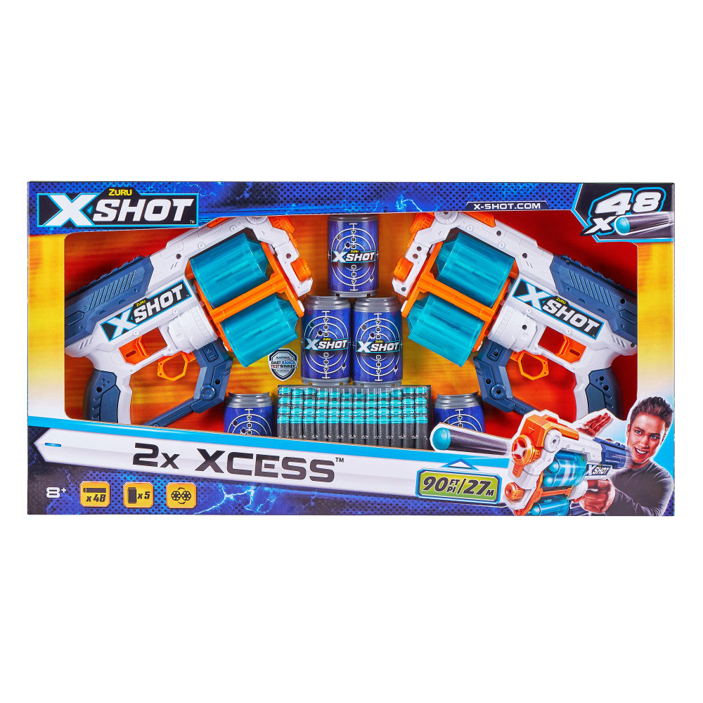 X-Shot Excel Double Xcess Foam Dart Blaster Combo Pack (48 Darts 5 Cans ...